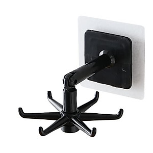 360° Rotating Folding Hook Multi-Purpose,180 Degrees Vertical Flip Hook No Drilling Self Adhesive Flip Waterproof Hooks, Space Saving Easy to Install, Suitable for Home Bathroom Kitchen Office, Black