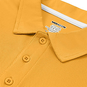 MOHEEN Quick Dry Golf Shirts for Men - Moisture Wicking Short-Sleeve Casual Polo Shirt(Yellow,XL)