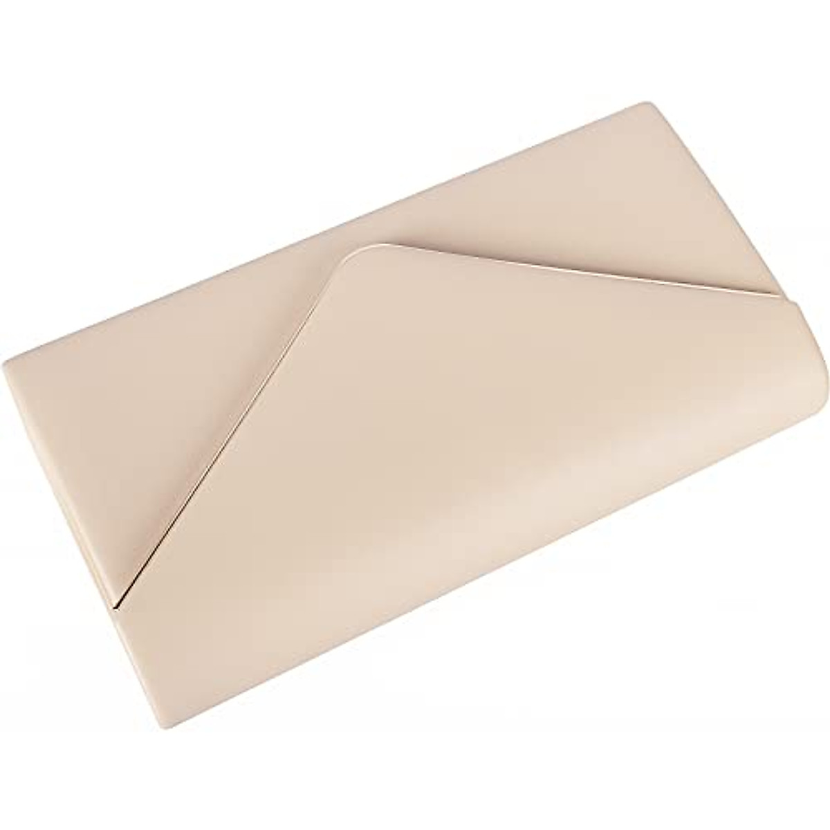Vegan Leather Envelope Clutch Bag Classic Dressy Purse Foldover Evening Handbag Nude