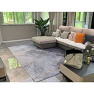 SHNOSU Modern Abstract Geometric Area Rug 6' x 9', Non-Shedding Grey Floor Carpet for Living Room,Bedroom,Dining Room