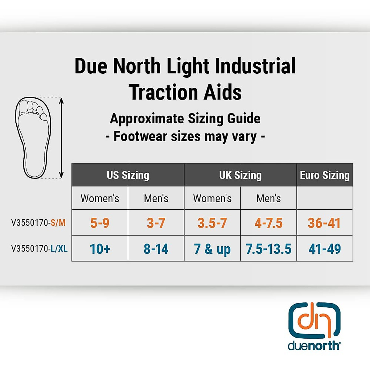 Due North Light Industrial Ice Cleats for Walking and Working - 12 Replaceable Ice Diamond Spikes (Pair)