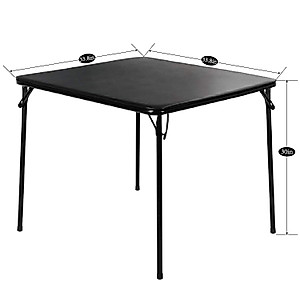 VECELO 34'' Portable Square Folding Card Table with Collapsible Legs & Vinyl Upholstery, Metal, Black