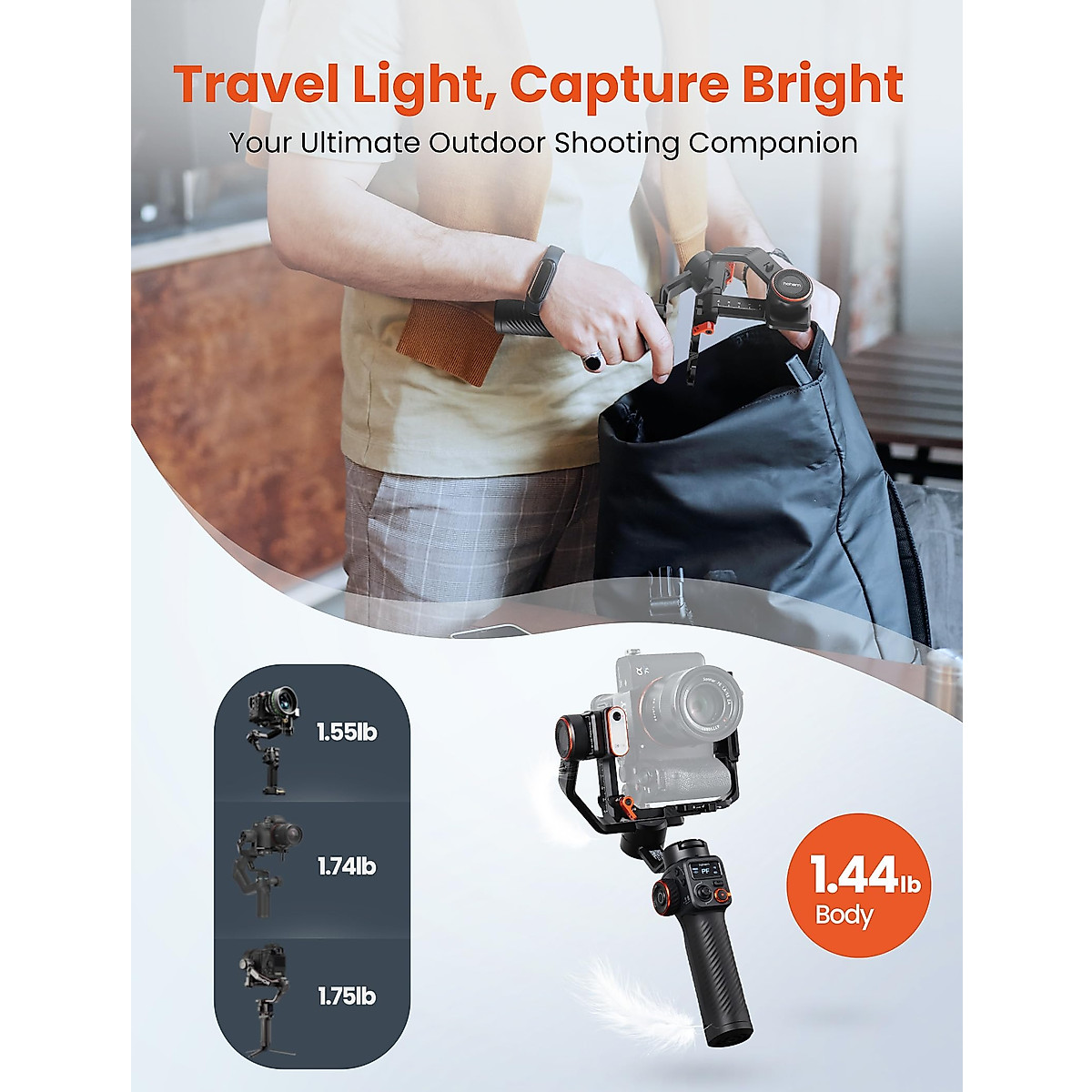 hohem iSteady MT2 Kit Gimbal Stabilizer for Camera, 3-Axis Gimbal for Mirrorless/Pocket/Action Camera/Smartphone, AI Tracker, Magnetic Fill Light Stabilizer, Available for Canon/Nikon/Sony