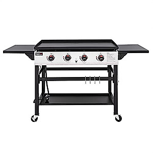 Royal Gourmet GB4002 4-Burner Flat Top Gas Grill, 36-Inch Propane Griddle Restaurant Grade Professional Barbecue Teppanyaki Cooking, For Outdoor Events, Camping and BBQ, Black