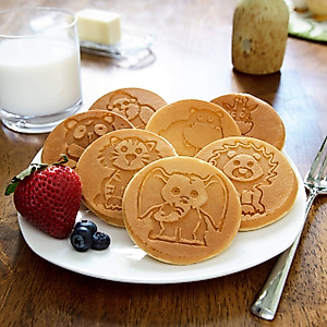 Animal Mini Pancake Pan - Make 7 Unique Flapjack Zoo Animals, Including a Elephant, Giraffe and More- Nonstick Pan Cake Maker Griddle for Breakfast Fun & Easy Cleanup, Unique Holiday Breakfast or Gift