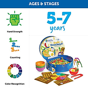 Learning Resources Noodle Knockout! Fine Motor Game,Fine Motor Skills Toys, 67 Pieces, Ages 4+