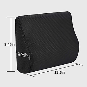 TISHIJIE Memory Foam Lumbar Support Pillow for Car - Mid/Lower Back Support Cushion for Car Seat (Black)