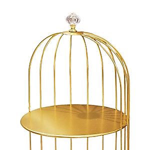 Menolana Bird Cage Dresser Organizer, Bathroom Makeup Holder, Nordic Perfume Lipstick Cosmetics Iron Storage Rack Cupcake Stand for Bathroom Countertop, gold 2 tier