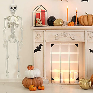 Kijamilee 38 Inch Skeleton Halloween Decor, Halloween Skeleton with Movable Joint, Skeleton for Halloween Haunted House Accessories Bar Graveyard, Party Supplies, Halloween Decoration Outdoor Skeleton