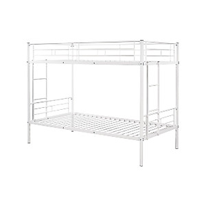 MWrouqfur Twin Over Metal Bunk Bed,Sturdy Heavy Duty Beds with 2 Side Ladders,Space Saving,No Noise,No Box Spring Needed,for Boys Girls Teens Adults