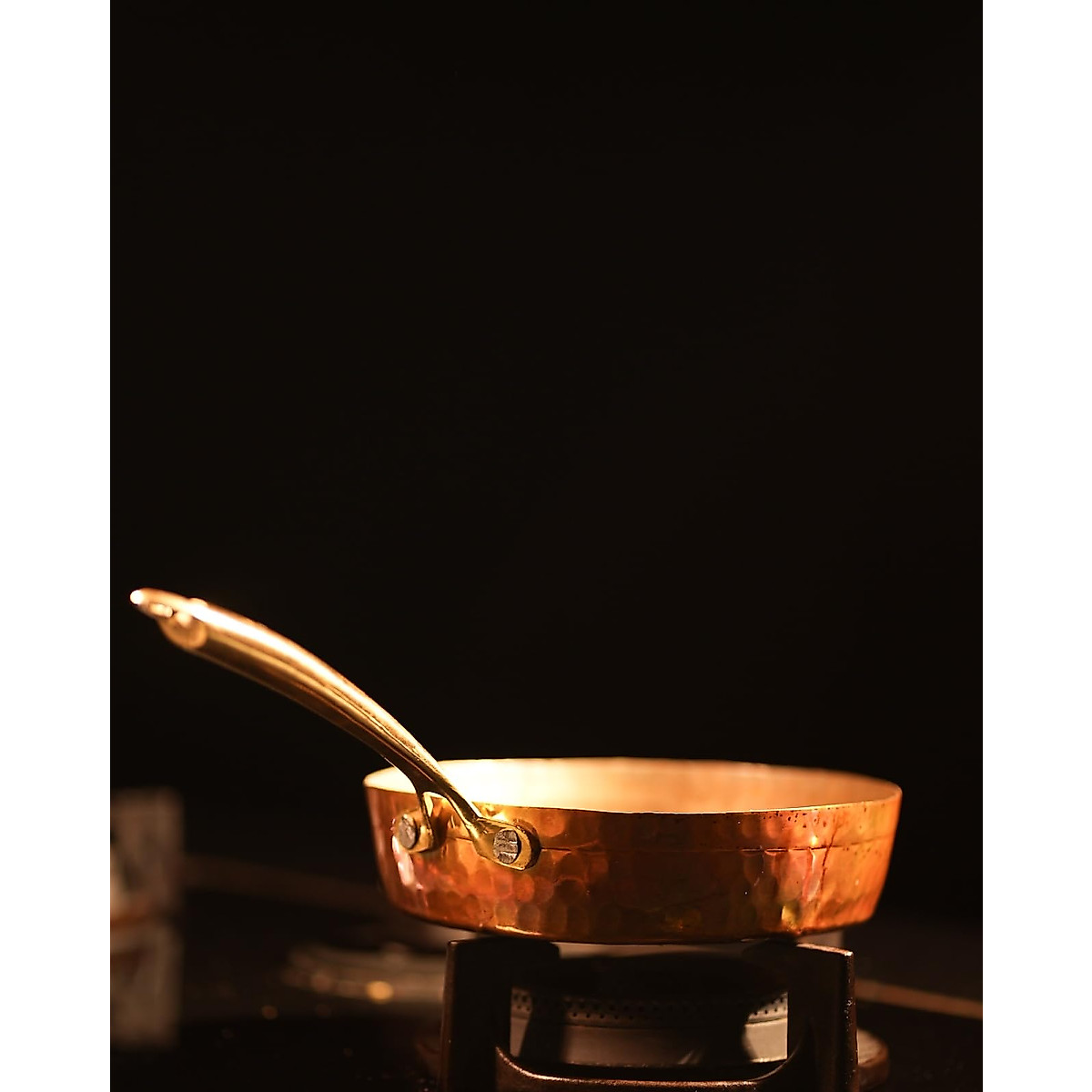P-TAL Copper Frypan with Brass Handle | 100% Pure Copper for Ayurvedic Health Benefits. | Naturally Non Stick