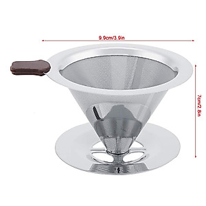 Topyond Stainless Steel Coffee Filter, Reusable Double Layer Brew Dripper, Collapsible and Portable Design with Cup Stand,for Camping and Travel