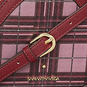Samantha Vega Women's Handbag, Plaid Spade Motif Bag, Wine Red