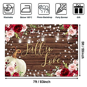 Avezano Bridal Shower Backdrop Rustic Fall Bridal Shower Decorations Fall in Love Backdrop Engagement Wedding Party Decor Wedding Backdrops for Reception 7x5ft