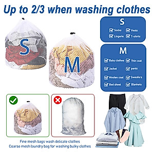 2 Pcs Laundry Bag Mesh Wash Bags Mesh Laundry Bag for Socks Machine Washable Drawstring Design Travel Laundry Garment Bag Mesh Washable for Blouse, Hosiery, Stocking, Underwear 12×16 inch, 16×20 inch