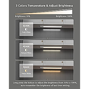 Pluralla Closet Light Rechargeable, 41 LED Under Cabinet Light with Motion Sensor, Magnetic Wireless Light Fixtures, 3 Colors Dimmable Under Counter Night Light for Kitchen/Wardrobe/Stairway - 2 Pack