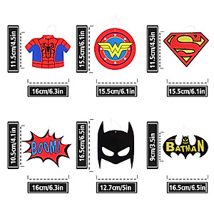 LINGTEER Superhero Decorations Set - Happy Birthday Bunting Banner Superhero Hanging Swirls Streamers Action Sign Perfect for Kids Birthday Party Decorations.