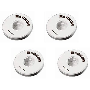 Barrow G1/4" Thin Stop Plug Fitting, Internal Hex Socket, White, 4-pack