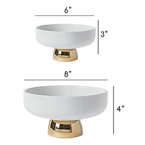 Kelendle Ceramic Footed Bowl Round Pedestal Bowl Decorative Fruit Dish Holder Dessert Display Stand for Kitchen Counter Centerpiece Table Decor Serving Fruit Tray L