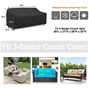 Patio Furniture Loveseat Sofa Cover - 420D Oxford Fabric 100% Waterproof Outdoor Sofa Cover, Durable Patio Furniture Cover Fits for All Weather& Black(85L37W35H25H)