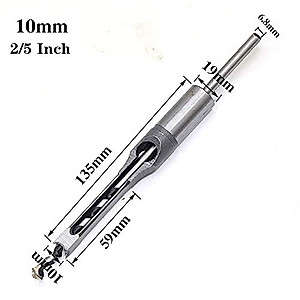 Amena 4Pcs Woodworker Square Hole Drill Bits Mortising Chisel Set,Woodworking Hole Saw Mortise Chisel Drill Bit Kit Tool Set 1/4 2/5 3/8 1/2