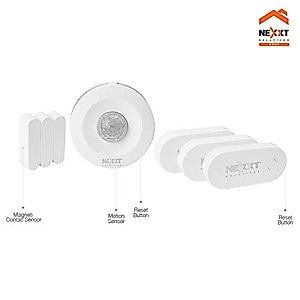 Nexxt Smart Home WiFi Alarm Accessories Kit- 1-Motion Sensor & 3-Contact Sensors - [Requires Alarm Siren Kit] B07Y2DJ4T5