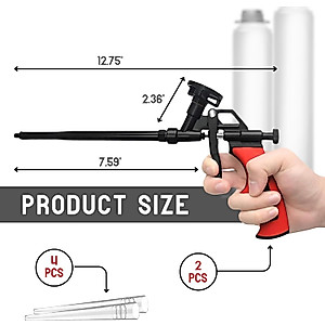 Pack of 2 Red Foam Gun – Heavy Duty PU Foaming Sealant Sprayer for Caulking and Insulation Professional Foaming Gun Spray Application for Filling and Sealing Caulking Gun