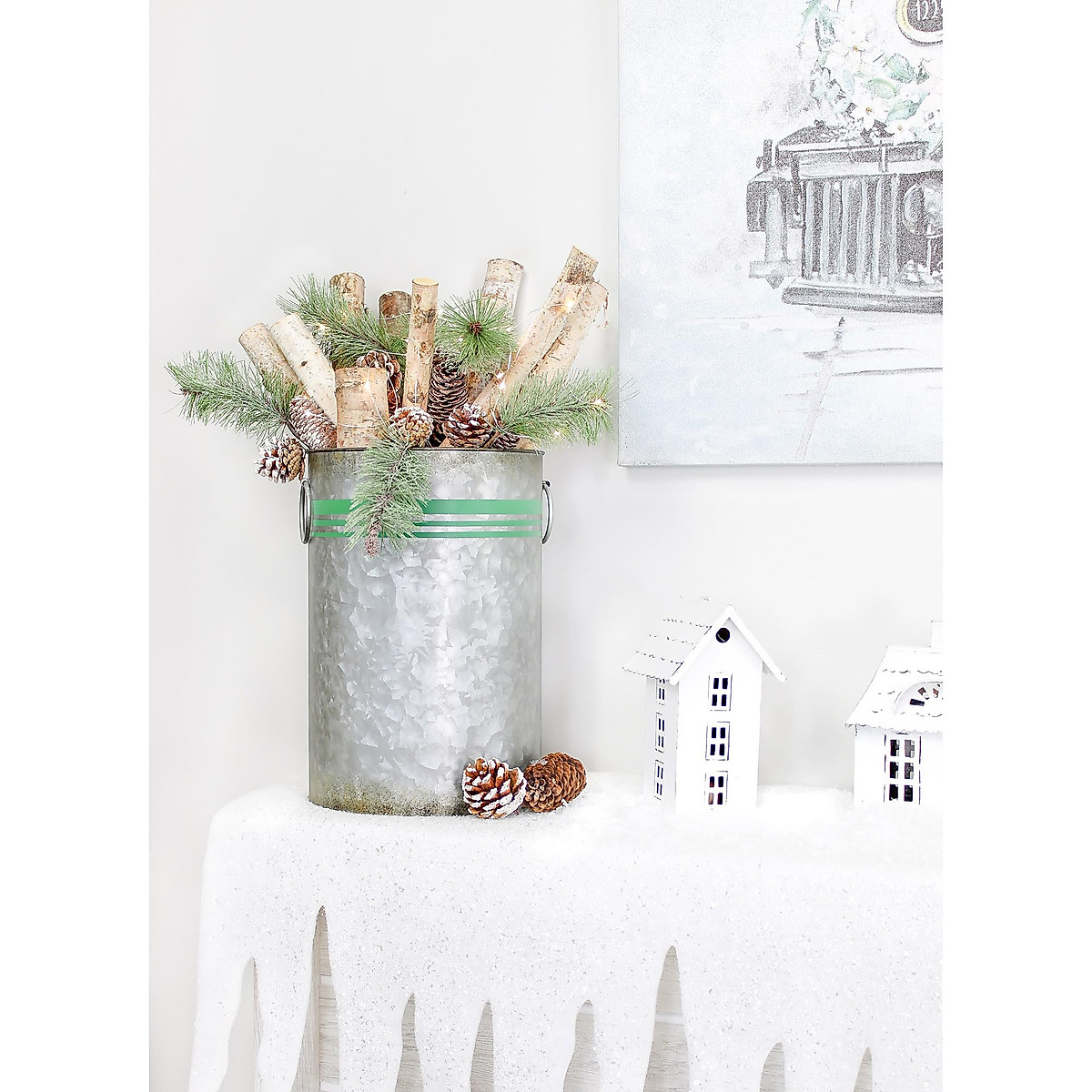 AuldHome Pine Cone Picks (6-Pack); Frosted Evergreen Christmas Decor Floral Stems for Wreaths, Vases and Holiday Arrangements