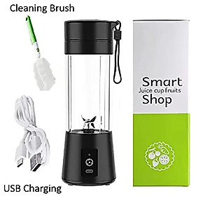 MilkShot Portable Blender, Personal Blender for Shakes & Smoothies, USB Rechargeable Mini Blender with Six Stainless Steel Blades, 4000mAh Fruit Juice Mixer for Travel, Car, Office, 380ML, Black