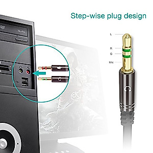 KINGTOP Headset Splitter Cable 3.5mm Female to 2 Male for PC Computer and Old Version Laptop