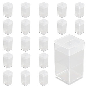 Tighall 20 Pack Diamond Embroidery Storage Jars Small Beads Storage Container Refills Clear Plastic Storage Box for DIY Stitch Tools Nail for Small Object (20Pcs, Square)