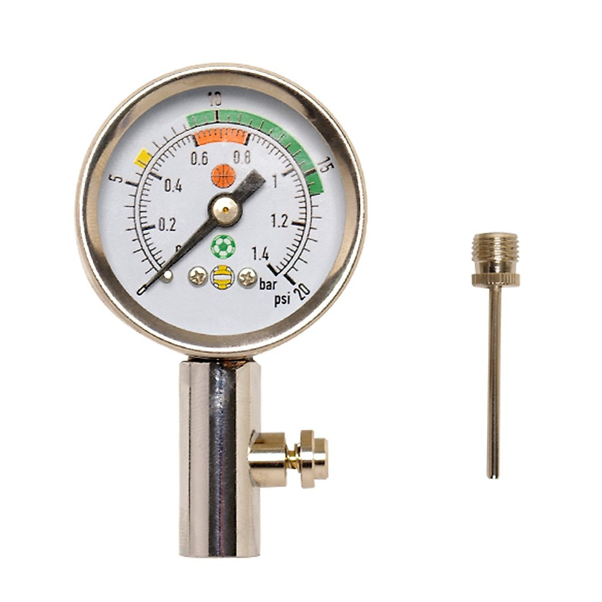 Haploon Accurate Ball Pressure Gauge Heavy Duty Metal Made,Test and Adjust The Pressure for Football Soccer Rugby Basketball Volleyball and Other Balls