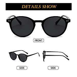 EYLRIM Classic Polarized Round Sunglasses for Women Men Vintage Style Lightweight Circle Frame Sun Glasses(Bright Black/Grey)