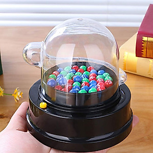 Bingo Lotto Game Electric Lotto Ball Machine Mini Machine Portable Bingo Machine Toy Jackpot Machine with Fortunate Number Picker for Family Table Games