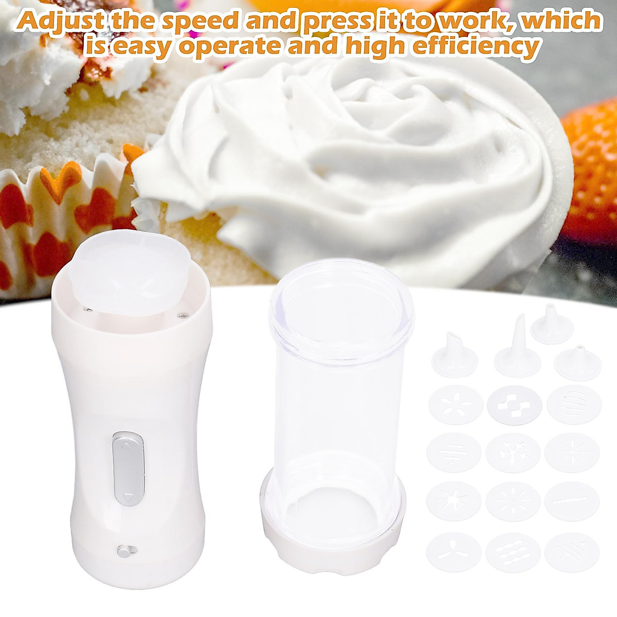 Serlium Electric Cookies Press,Cookie Making kit Homemade Baking Tool with 9 Discs and 1 Icing Tip for Cake Dessert DIY Maker and Decoration Baking Supplies