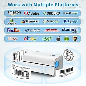 Jiose Thermal Shipping Label Printer - Desktop 4x6 Shipping Label Printer - Support ChromeOS Mac Windows - Apply to Ebay Amazon Shopify Etsy USPS FedEx etc E-Shopping and Logistics Websites