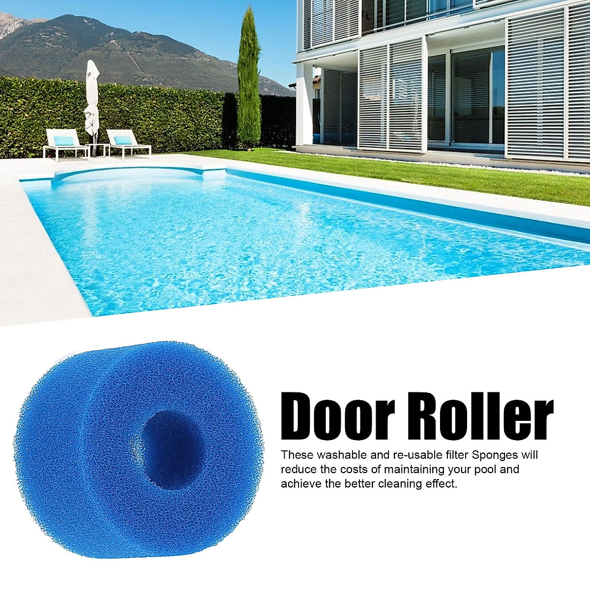 Zerodis Pool Filter Sponge Cartridge Reusable Washable Filter Sponge Cleaner for Swimming Pool Supplies Replacement Filter Pump Cartridge