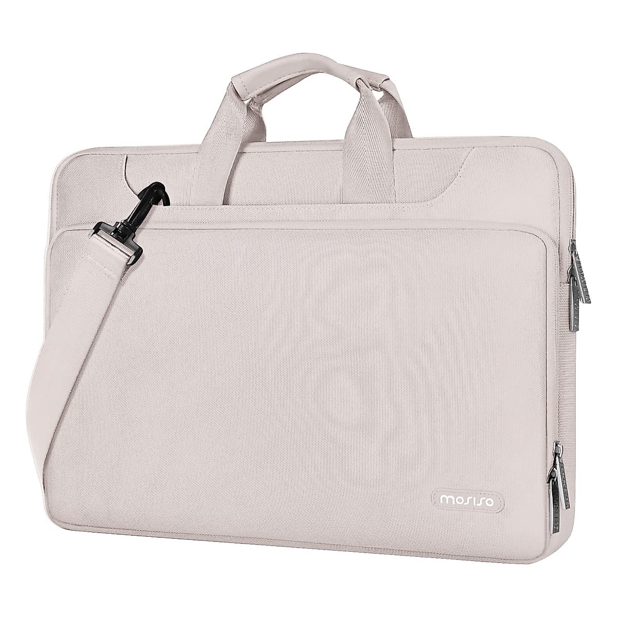 MOSISO 360 Protective Laptop Shoulder Bag Compatible with MacBook Air 15 inch M2 A2941 2023/Pro 16 inch M3 M2 M1 2023-2019, 15-15.6 inch Notebook,Matching Color Sleeve with Belt, Stone Gray