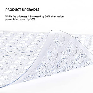 XIYUNTE Square Shower Mat Non Slip - 21 x 21inch Square Bath Shower Tub Mat, Square Rubber Bath Mats for Shower, Non Slip Bathtub Mats with Suction Cups & Drain Holes, Machine Washable, Clear