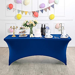 Hezuzo Spandex Table Cover for 4FT Table Universal Fitted Stretch Tablecloth for Party, Banquet, Wedding and Events-Classicblue