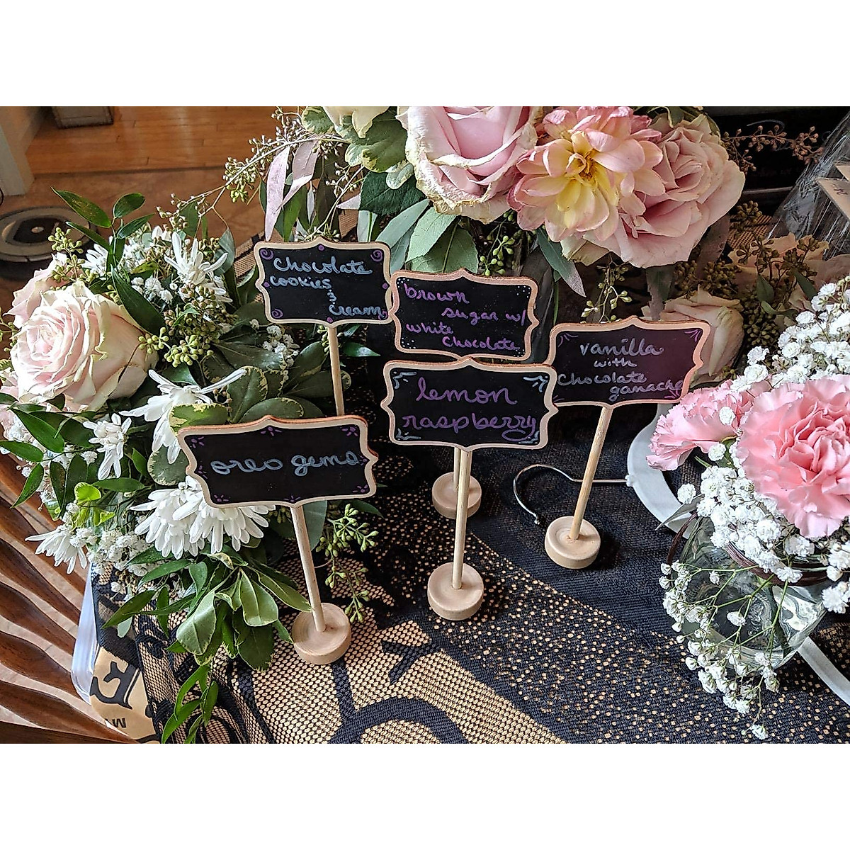20PCS Wood Mini Chalkboard Sign with Easel Stand ,Food Labels for Party Buffet ,Blackboard for Message Board Signs,Weddings Place Cards, Birthday Parties,Table Numbers,Plants,Special Event Decorations