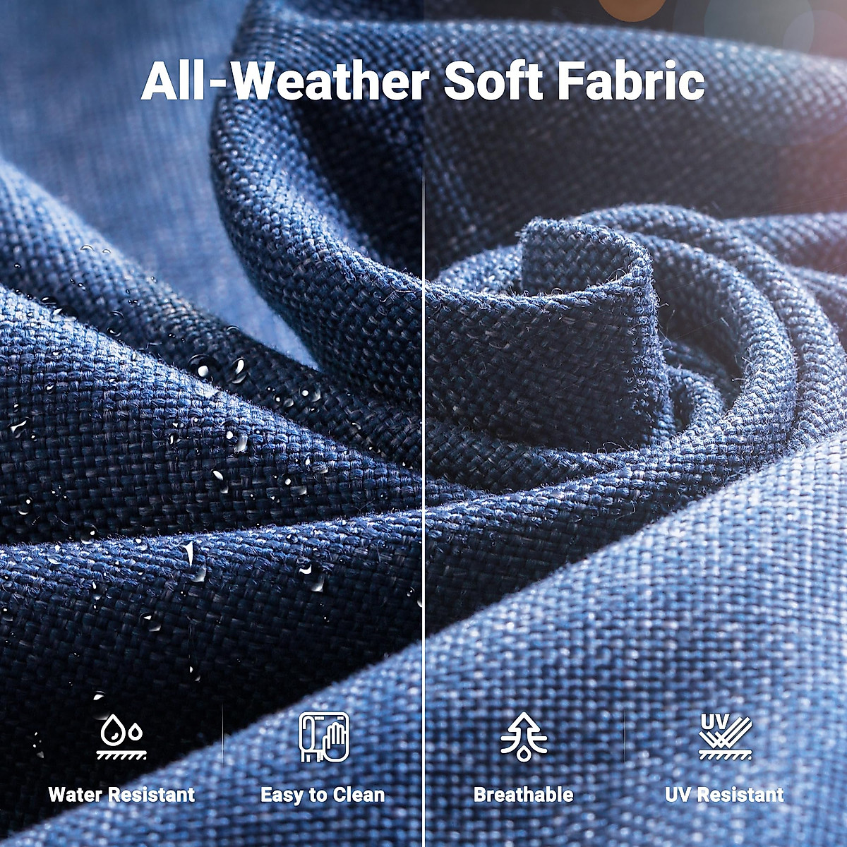 ovios Patio Sofa All Weather Outdoor Furniture Loveseat Couch High Back Wicker Rattan Loveseat Couch for Yard Backyard Porch (Denim Blue)