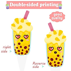 Bubble Tea Cupcake Toppers 48Pcs Boba Tea Themed Birthday Party Decorations Bubble Milk Tea Cake Cupcake Topper Decorations for Pearl Milk Tea Theme Birthday Baby Shower Party Supplies