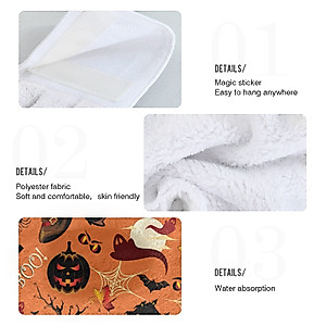Happy Halloween Pumpkins Spooky Kitchen Hanging Towel 12 x 17 Inch Spider Web Cat Hand Tie Towels Set 2 Pcs Tea Bar Dish Cloths Dry Towel Soft Absorbent Thin Durable for Bathroom Laundry Room Decor