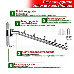 MaiHongda Folding Wall Mounted Clothes Hanger Closet Rod Clothing Holder Drying Racks for Laundry Room 2 Pack