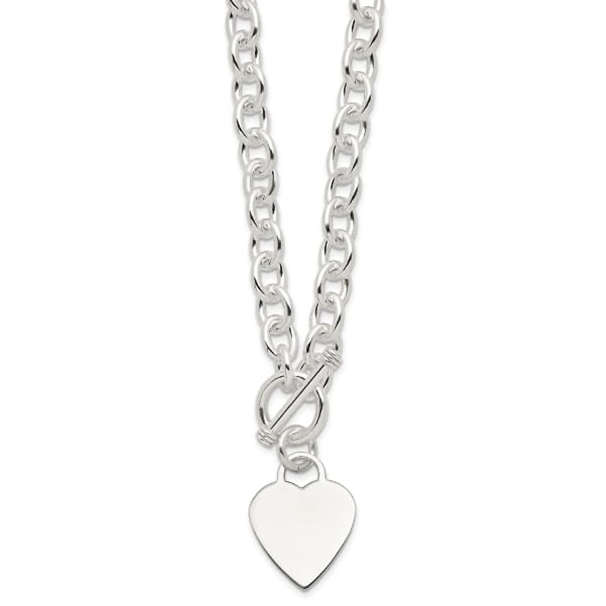 IceCarats 925 Sterling Silver Engraveable Heart Love Link Chain Necklace Toggle Clasp