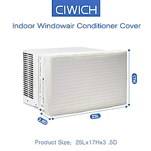 ciwich Indoor Air Conditioner Cover, White Air Conditioner Covers for Inside Units, Double Insulation with Elastic Strap,Windproof Anti-Freeze Fit 25Lx17Hx3.5D inches