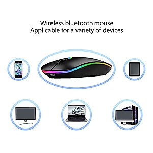 Wireless Bluetooth Mouse,LED Rechargeable Slim Silent Laptop Mouse,Portable(BT5.2+USB Receiver)Dual Mode Computer Mice,Quick Precise Responsiveness Control Laptop,Desktop Computer,Tablet,phone.(Black)