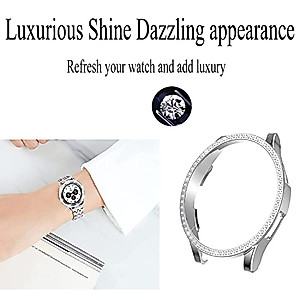 7pack Compatible for Samsung Galaxy Watch 4 Classic 46mm 42mm (2021) Diamond PC Plating Bumper Case Bling Crystal Diamonds Shiny Glitter Frame Hard Protective Cover (42mm(2021), 7pack)