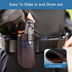 SOGCASE Leather Knife Sheath Belt Series - Durable, Well Made, Nice Leather, Easy and Quick Access to the Knife, Suitable for Most Folding Knives, Darkbrown